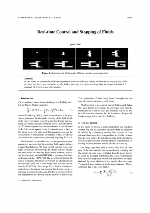 Real-time Control and Stopping of Fluids – Eurographics 2013, Poster ...